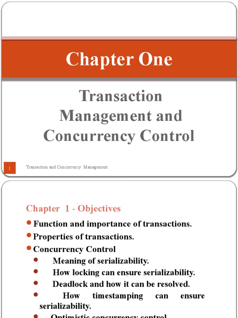 Chapter 1 Transaction Management And Concurrency Control Pdf Database Transaction