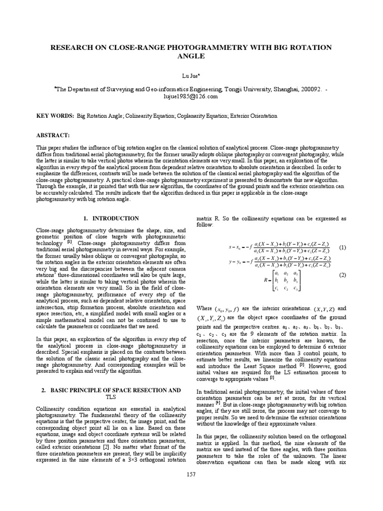 Research On Close-Range Photogrammetry With Big Rotation Angle | PDF ...