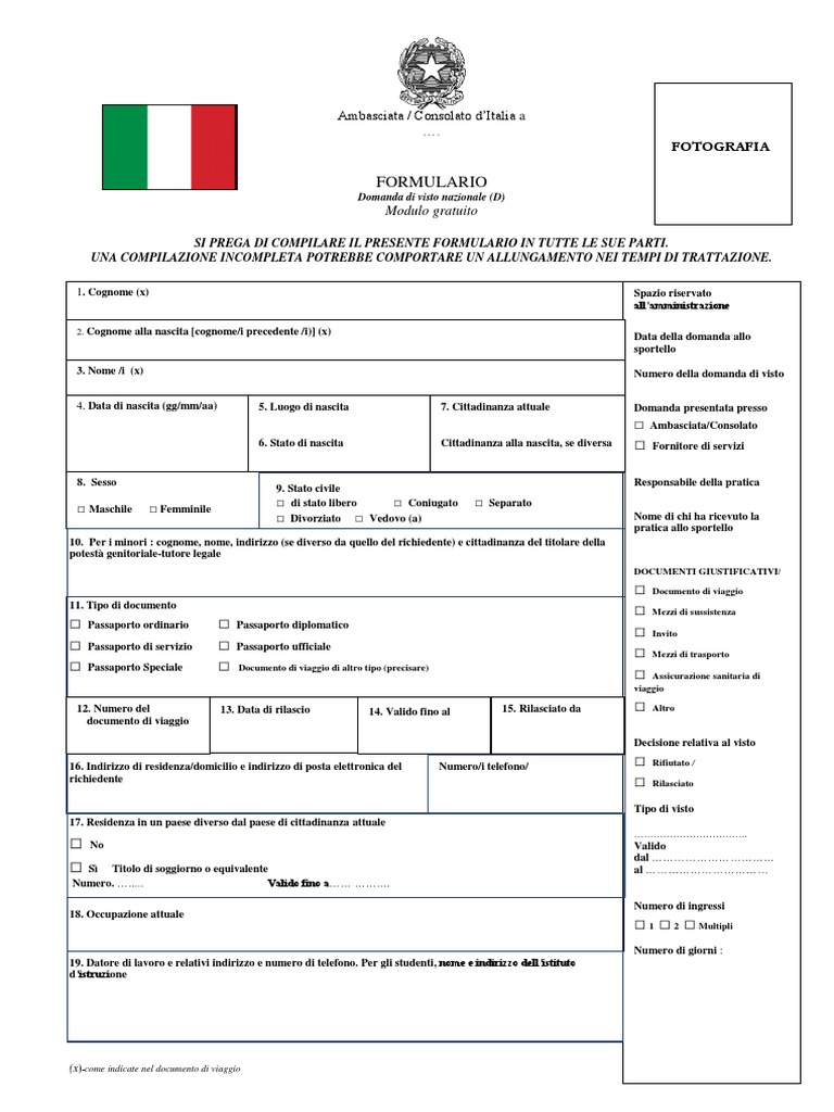 Formulario Visto Nazionale | PDF