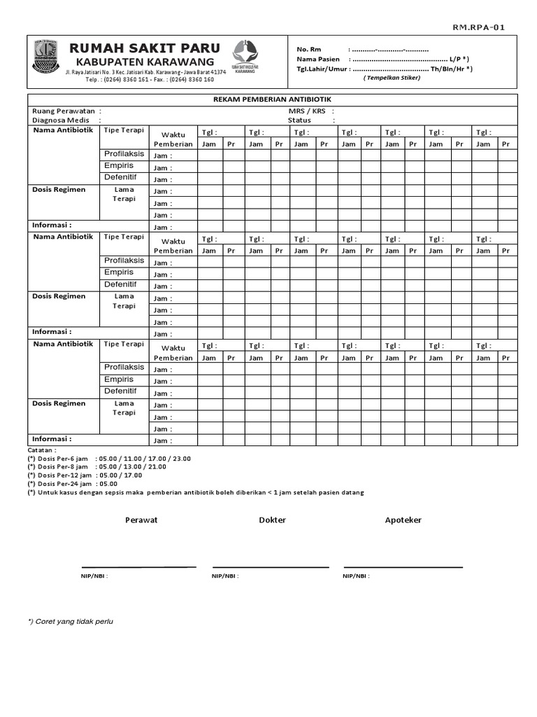 Contoh Rekam Pemberian Antibiotik | PDF