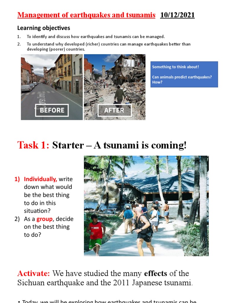 Lesson 9 - Management of Earthquakes and Tsunamis | PDF | Tsunami ...