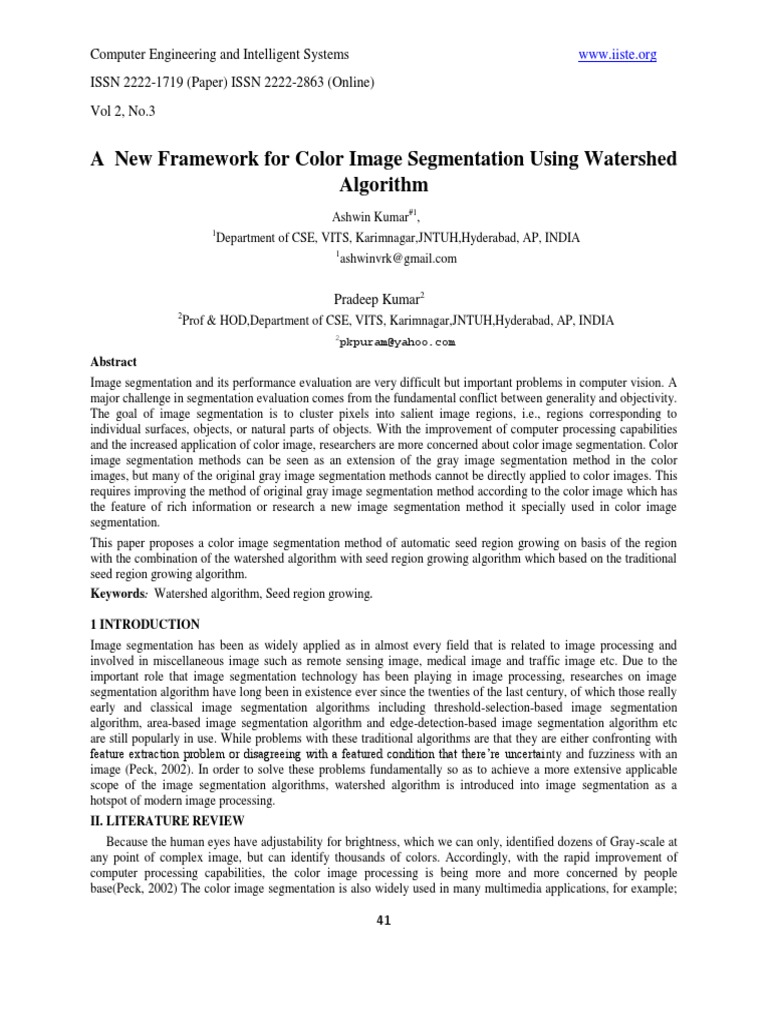 A New Framework For Color Image Segmentation Using Watershed Algorithm