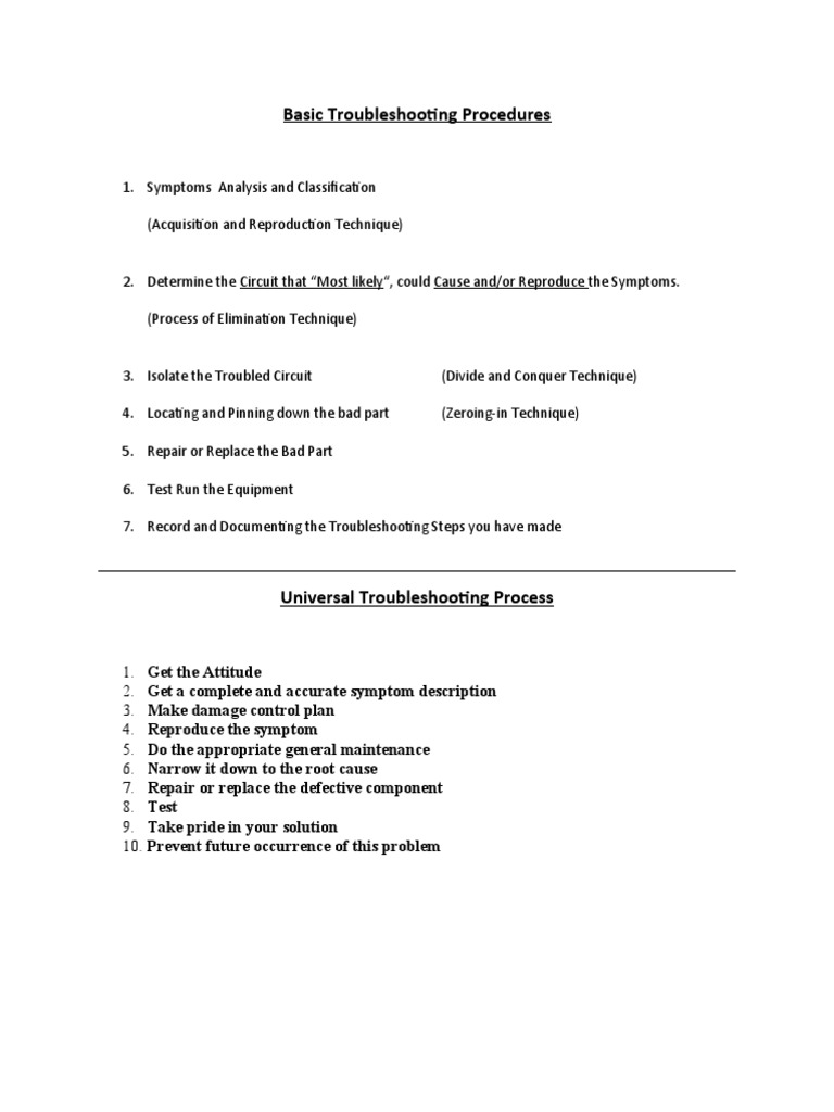 Basic Troubleshooting Procedures | PDF | Technology & Engineering