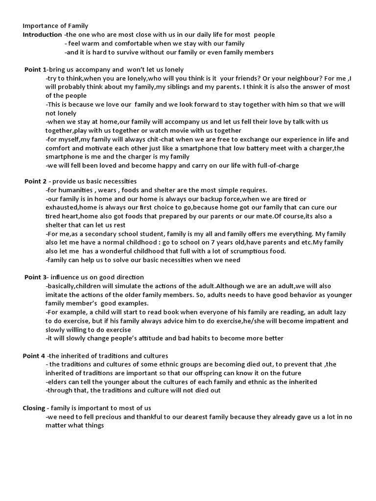 Importance of Family | PDF | Behavioural Sciences | Psychological Concepts