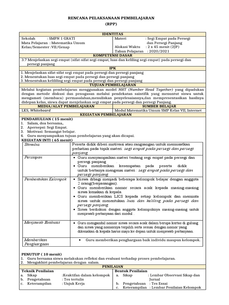 RPP NHT | PDF | Karier & Perkembangan