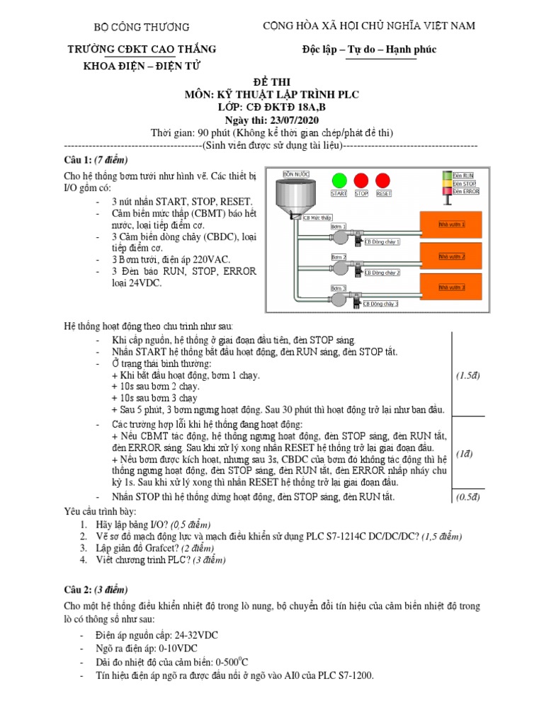 De Thi KTLT PLC CD TD 18-2020 | PDF