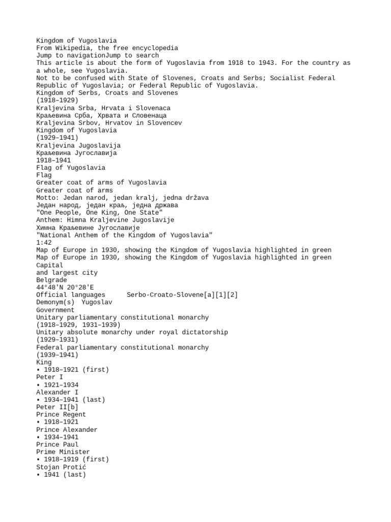 Kingdom of Yugoslavia | Download Free PDF | Europe | Yugoslavia