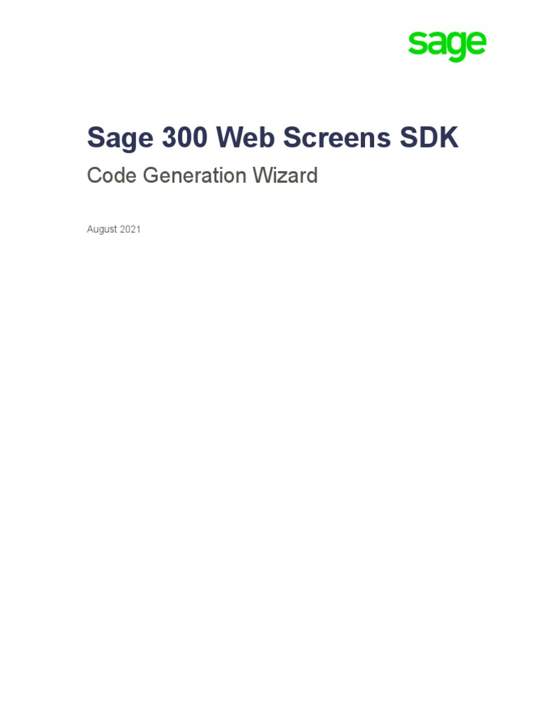 Sage 300 Web Screens SDK: Code Generation Wizard | PDF | Microsoft Visual Studio | World Wide Web