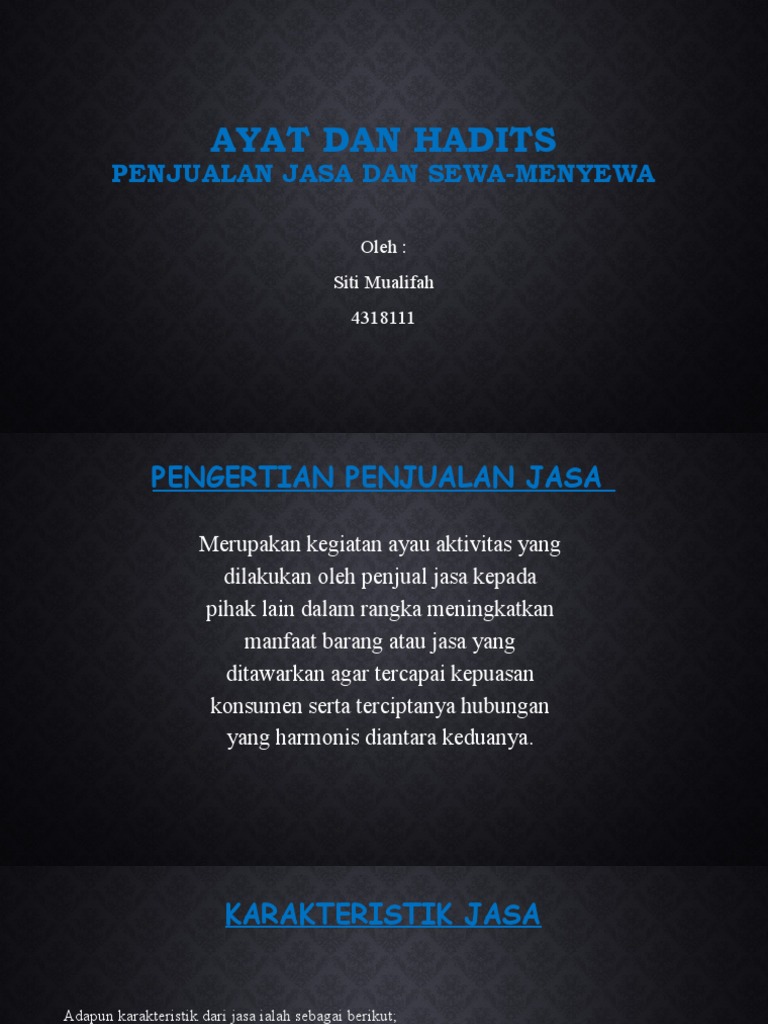 Ayat Dan Hadits Penjualan Jasa Dan Sewa-Menyewa | PDF