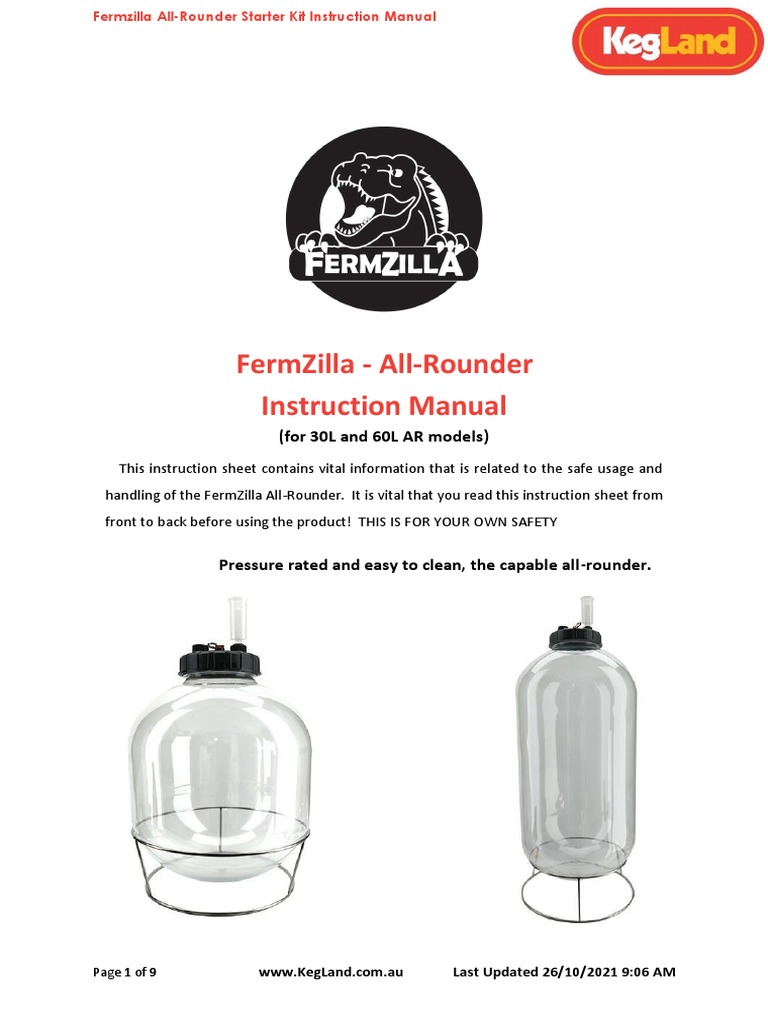 Fermzilla All-Rounder Instruction Manual | PDF | Valve | Brewing