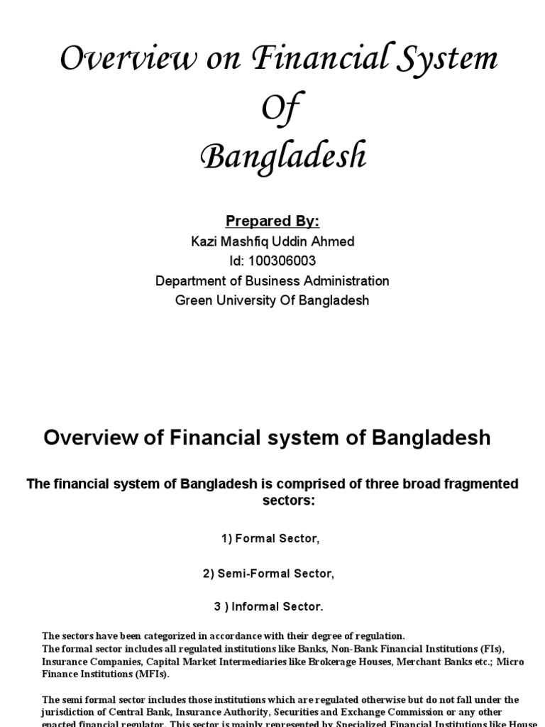 Overview of Financial System of Bangladesh | PDF | Securities (Finance ...