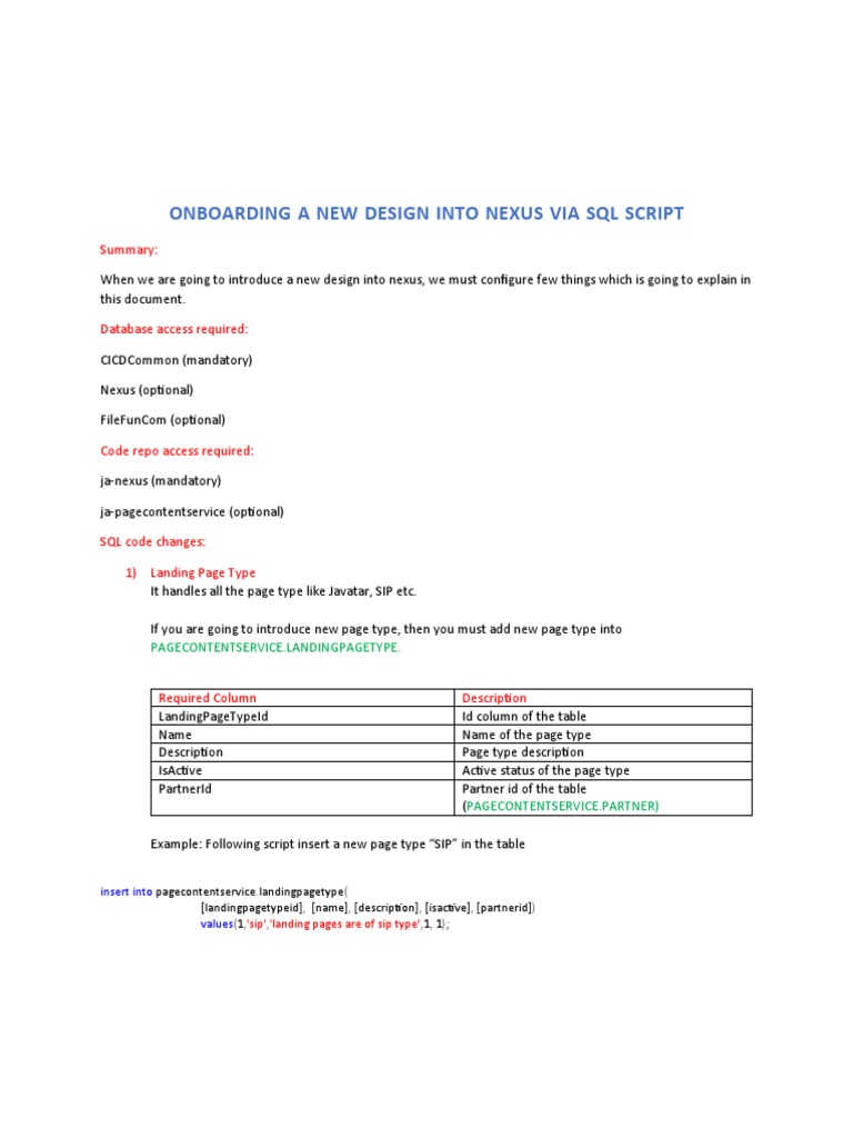 Onboarding New Design Into Nexus Via Sql Script Pdf Sql Computer 2950