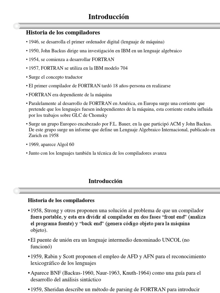 Historia y conceptos básicos de los compiladores | PDF | Compilador | Lenguaje de programación