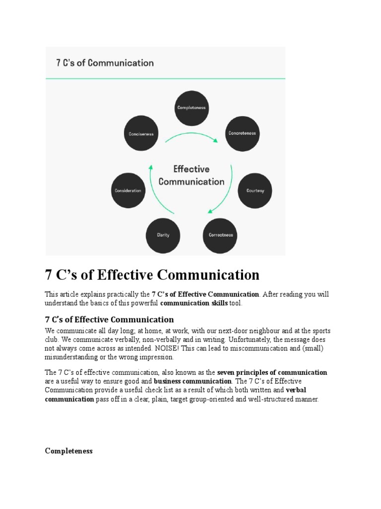 7 Cs of Communication | PDF | Communication | Psychological Concepts