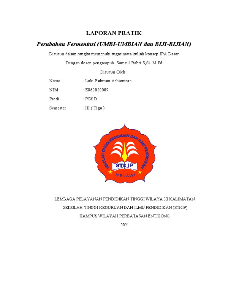 Laporan Pratik Fermentasi | PDF | Kesehatan Holistik | Sains & Matematika