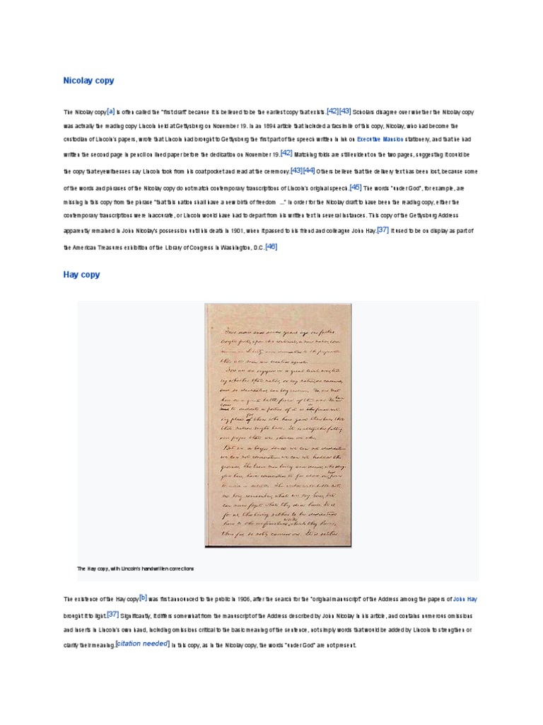Gettysburg Address Drafts Overview | PDF