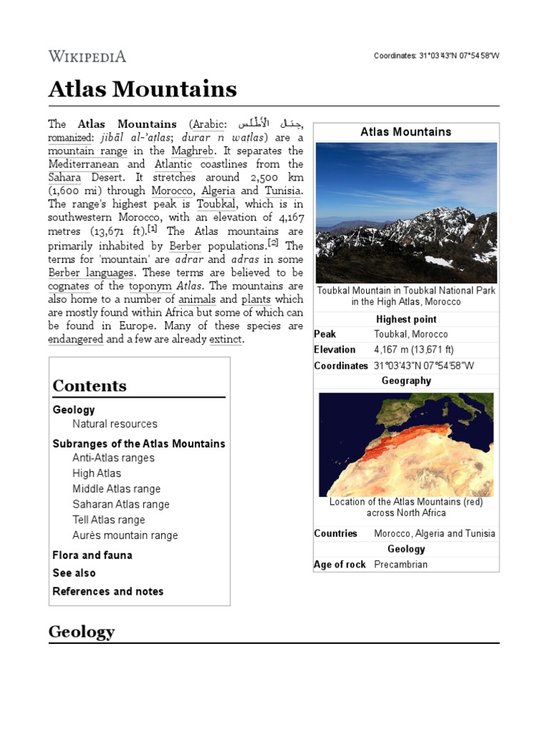 Atlas Mountains | PDF | Structure Of The Earth | Tectonics