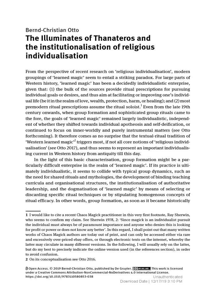 The Illuminates of Thanateros and The Institutiona | PDF