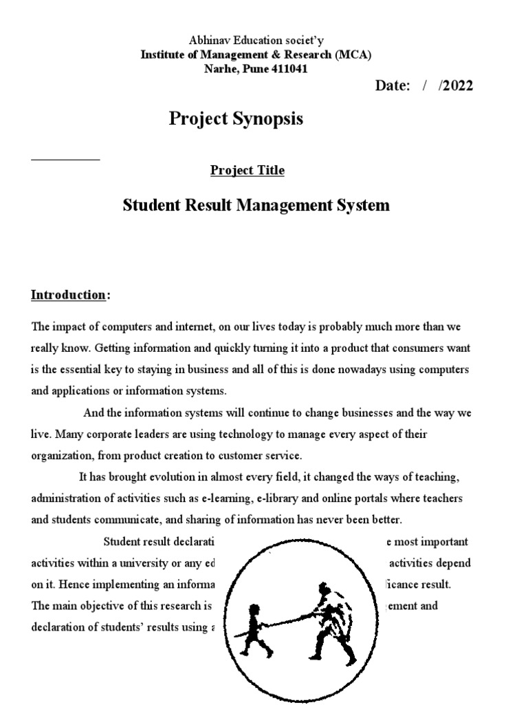 Project Synopsis (Student Result Management System) | PDF | Educational ...
