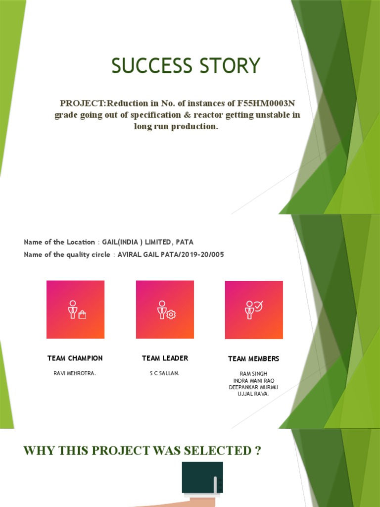 Success Story Presentation | PDF | Catalysis | Chemical Reactions