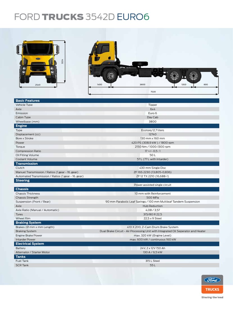 Ford Trucks 3542D: Basic Features | PDF | Truck | Axle