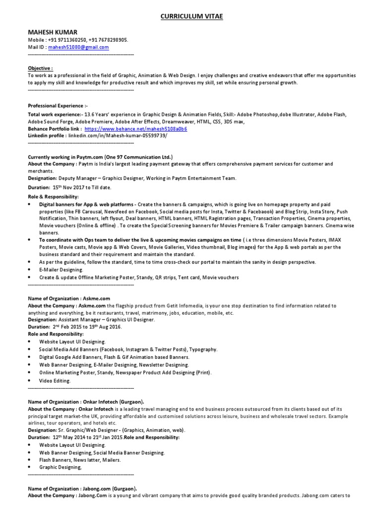 Mahesh Resume | PDF | Adobe Flash | World Wide Web