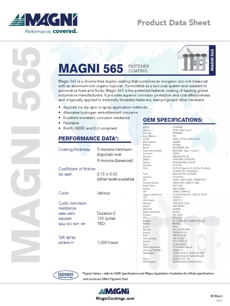 MAGNI 565: Product Data Sheet | PDF | Automotive Industry | Vehicles