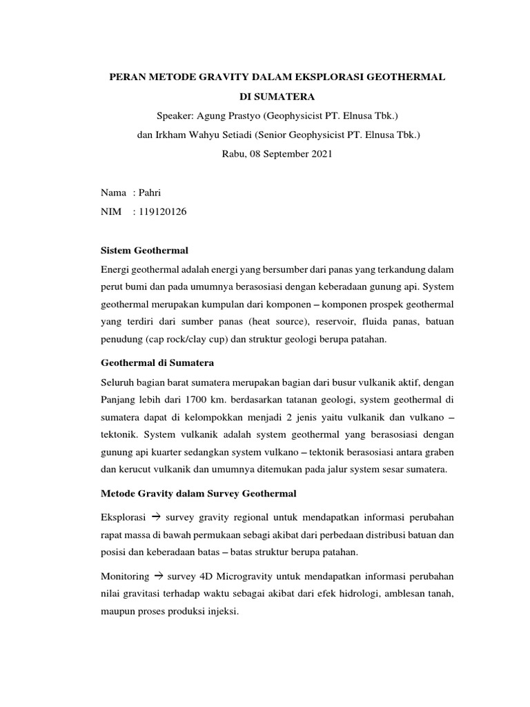 Peran Metode Gravity Dalam Eksplorasi Geothermal Pdf