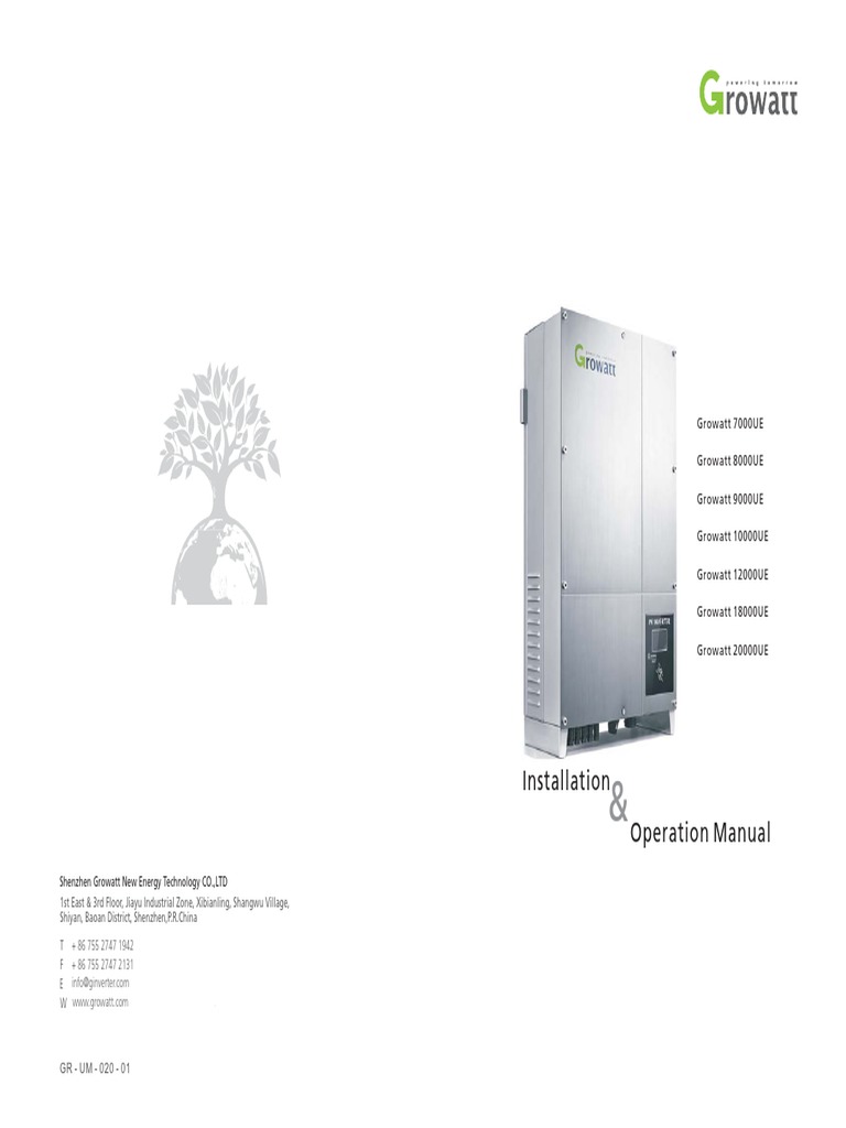 Growatt UE Inverter Installation Manual | PDF | Photovoltaics ...