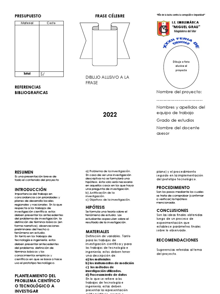 Triptico de Feria de Ciencias | PDF | Hipótesis | Método científico