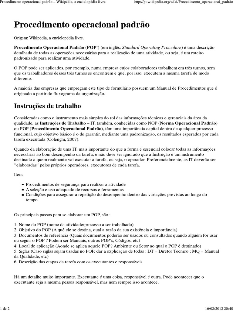 Guia de Procedimento Operacional Padrão | PDF | Informática