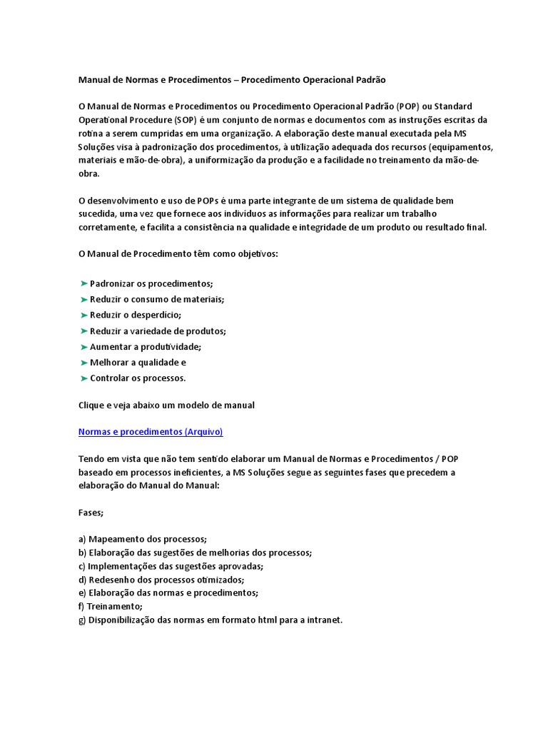 Manual de Normas e Procedimentos | PDF
