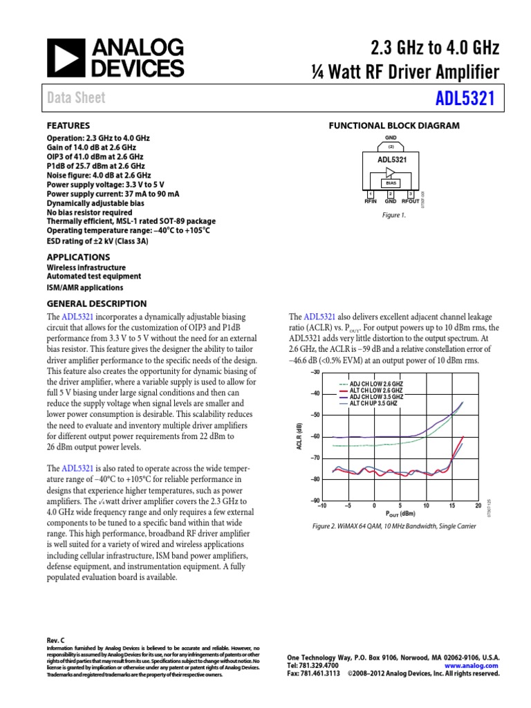 2.3 GHZ To 4.0 GHZ Watt RF Driver Amplifier: Data Sheet | PDF ...