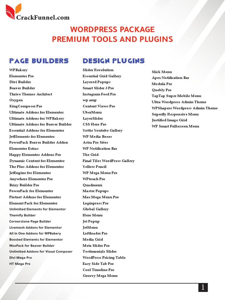 Wordpress Package Premium Tools and Plugins: Page Builders Design ...