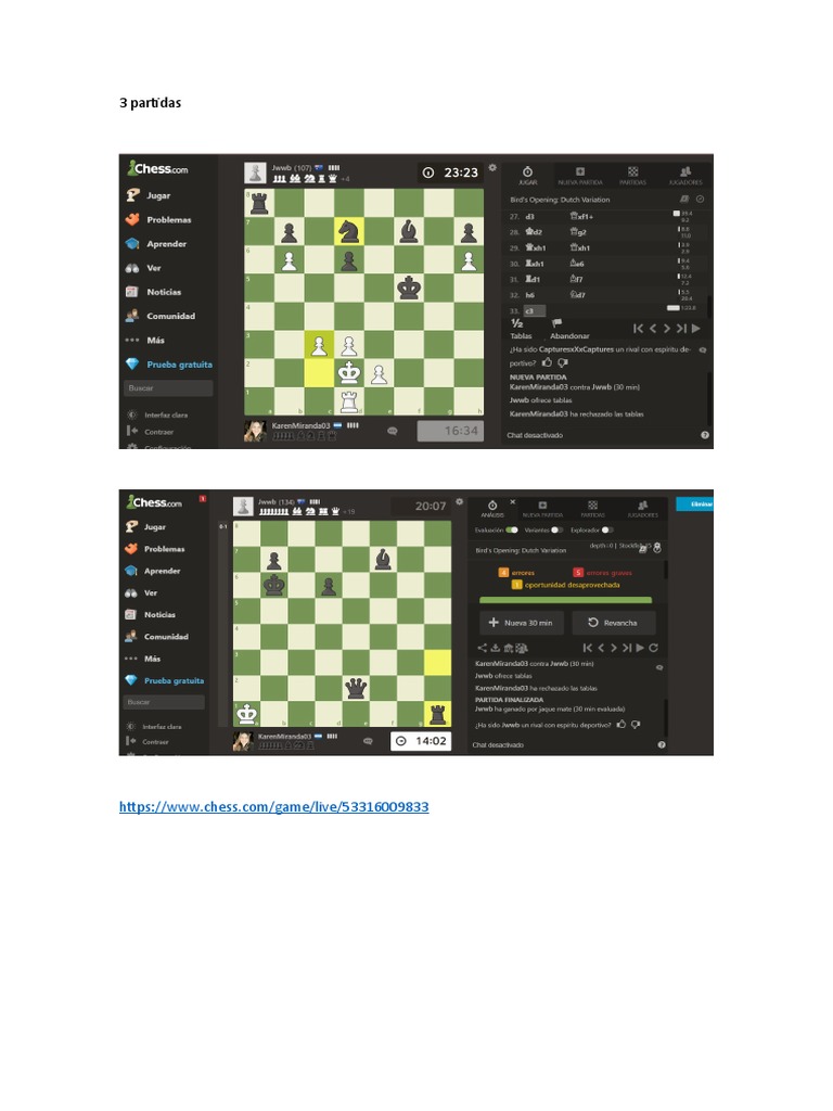 Foro 3.1 Partidas de Ajedrez | PDF