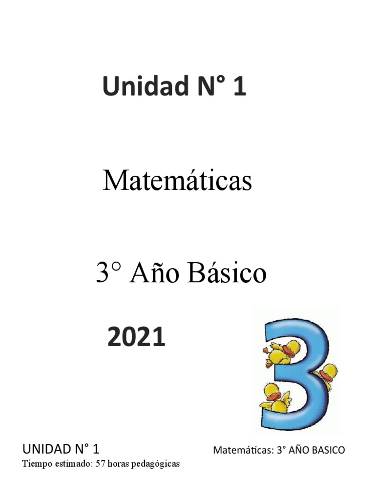 UNIDAD #1 MATEMATICAS 3° Año | PDF | Sustracción | Números