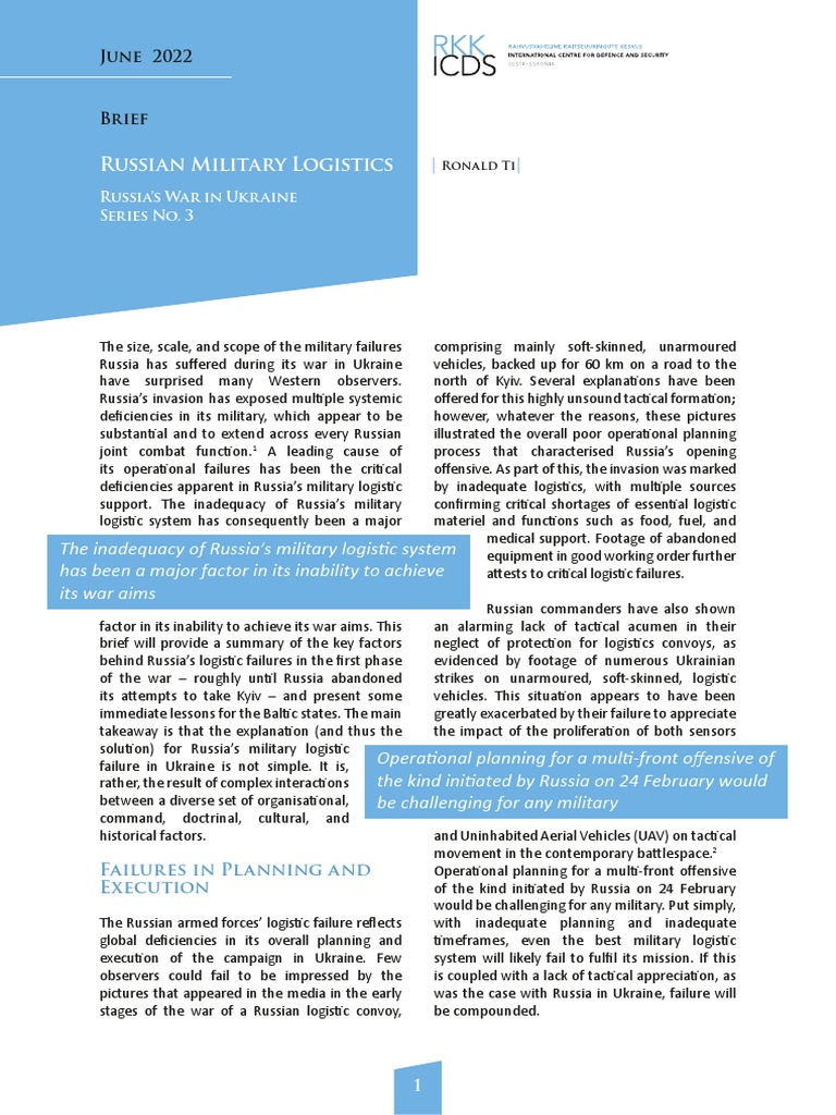 Russian Military Logistics | PDF | Non Commissioned Officer | Logistics