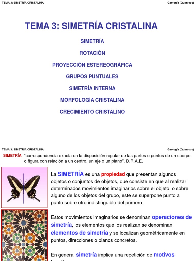 Tema 3 Simetria Cristalina 2017-2018 | PDF | Cristal | Rotación