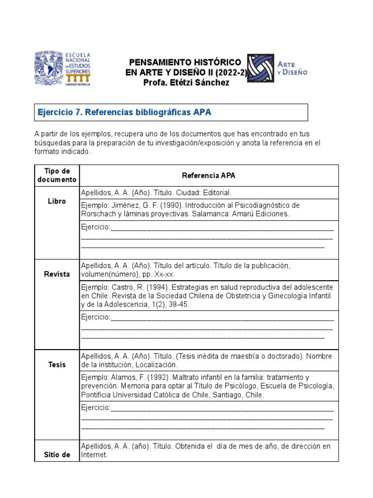 Ejercicio 7 Referencias Bibliográficas | PDF