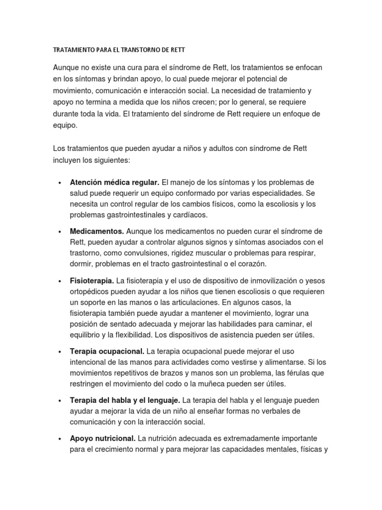 Tratamiento para El Transtorno de Rett | PDF | Terapia física | Terapia ocupacional