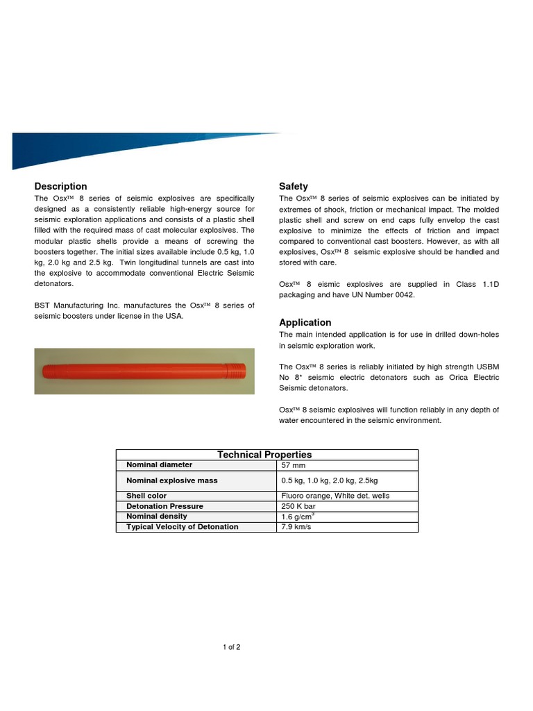 Orica Seismic Explosives: Description Safety | PDF | Shell (Projectile)