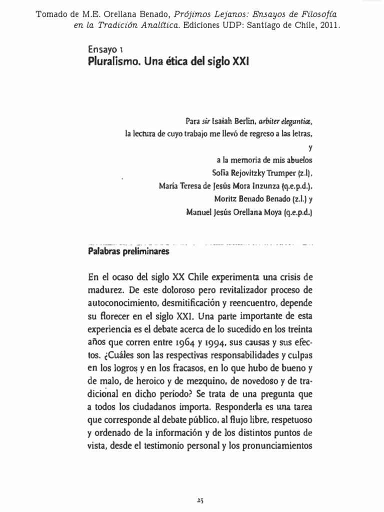 Orellana Benado - Pluralismo | PDF | Moralidad | Proposición