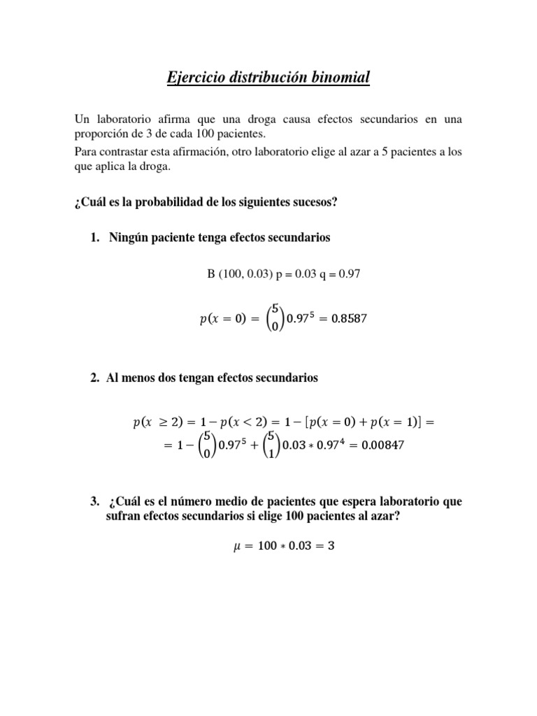 Ejercicio Distribución Binomial | PDF