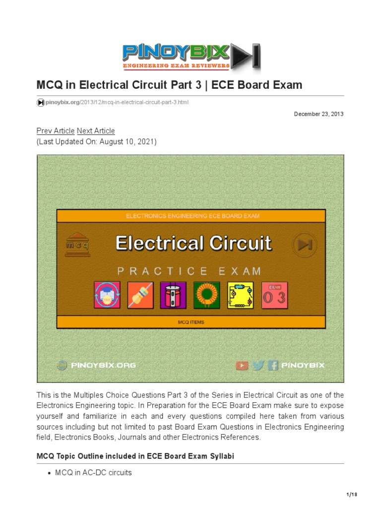 Part 3 ECE Board Exam | PDF | Capacitor | Electrical Resistance And ...