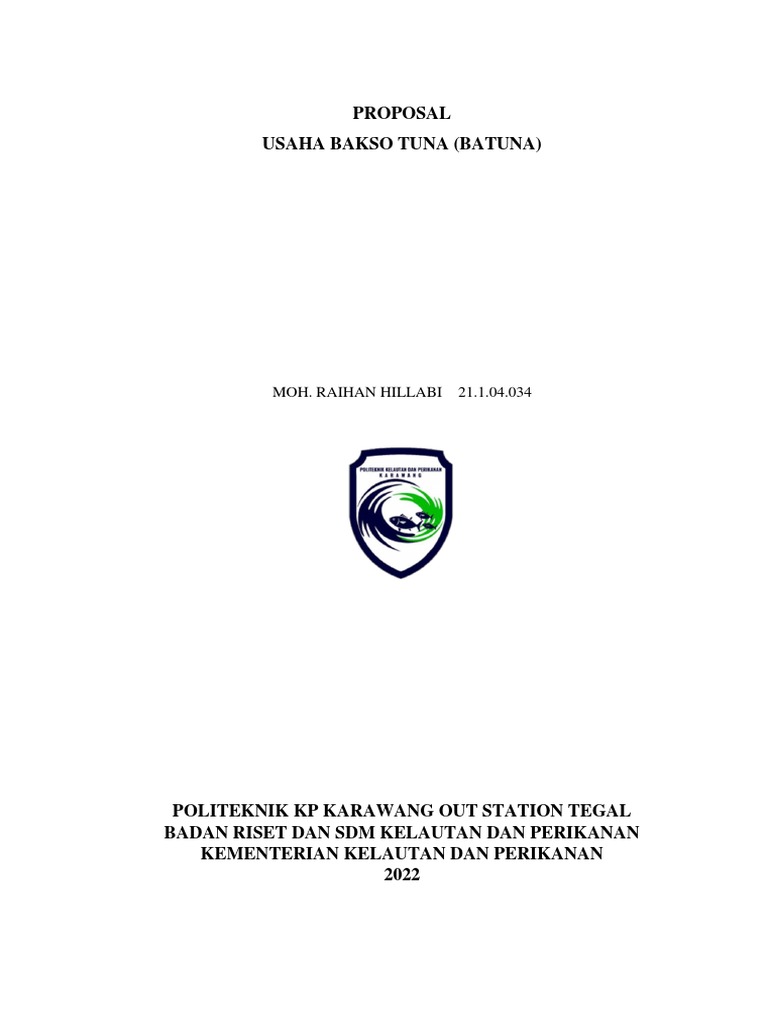 Proposal Usaha Bakso Tuna (BATUNA) | PDF | Bisnis