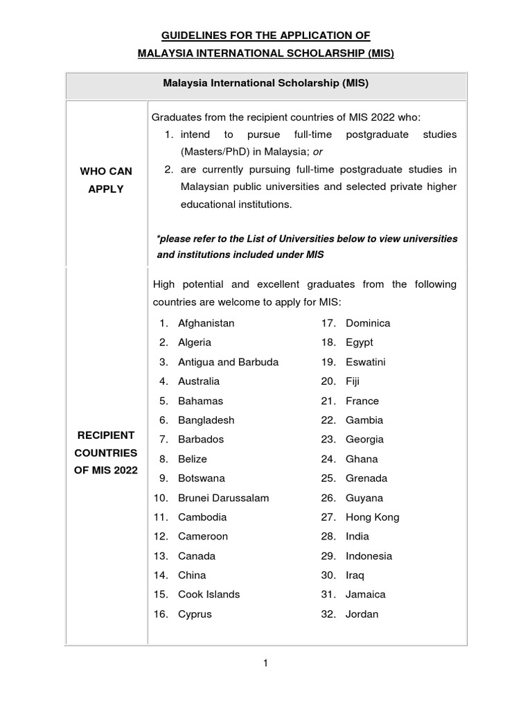 Guidelines MIS 2022 | PDF