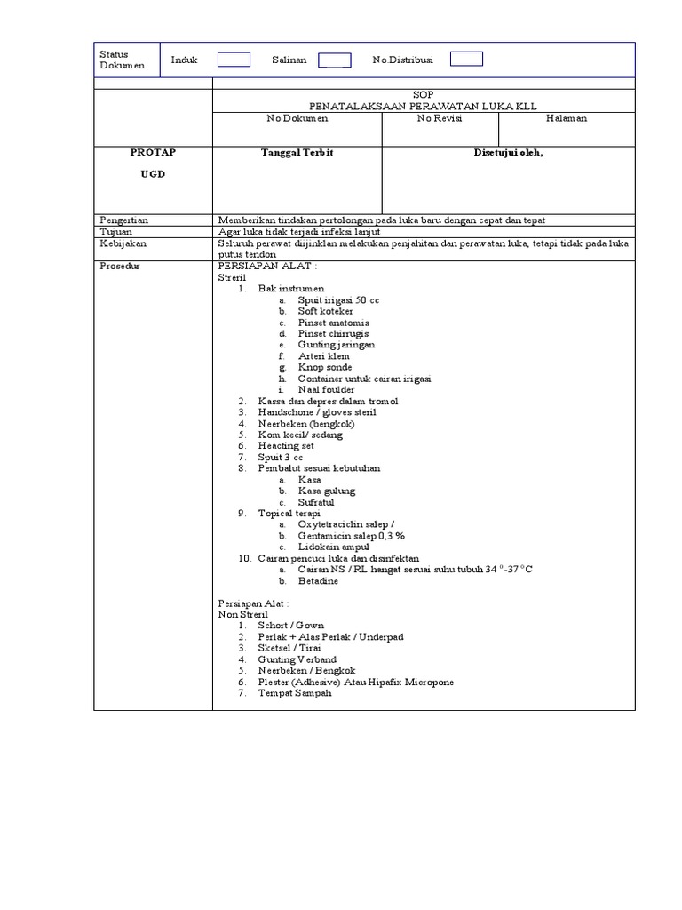 Sop Tatalaksana Pasien KLL | PDF