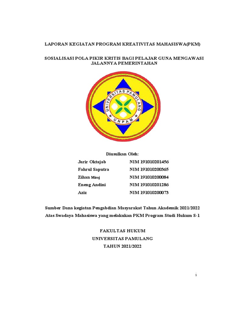 LAPORAN PKM UNPAM Kelompok 3 | PDF