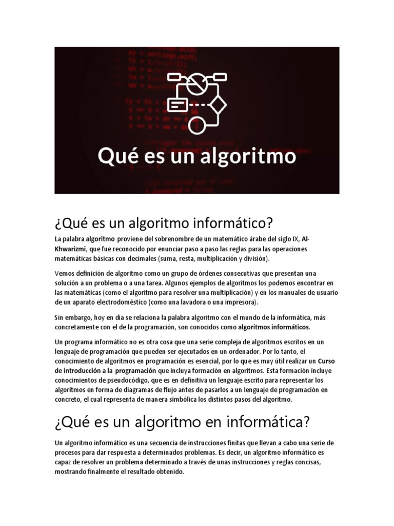 Qué Es Un Algoritmo | PDF | Algoritmos | Programación de computadoras