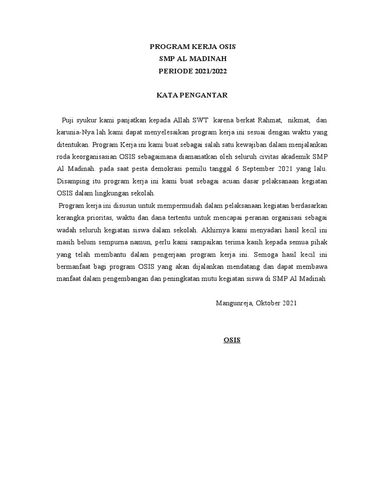 Program Kerja Osis | PDF